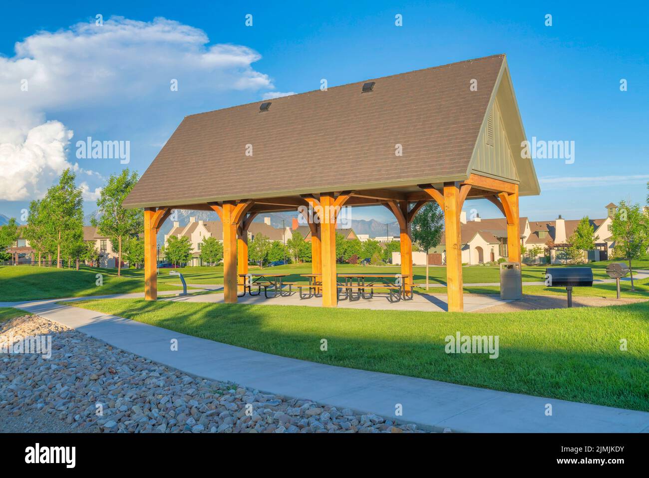 Small pavilion in a large park at Daybreak, South Jordan, Utah. There ...