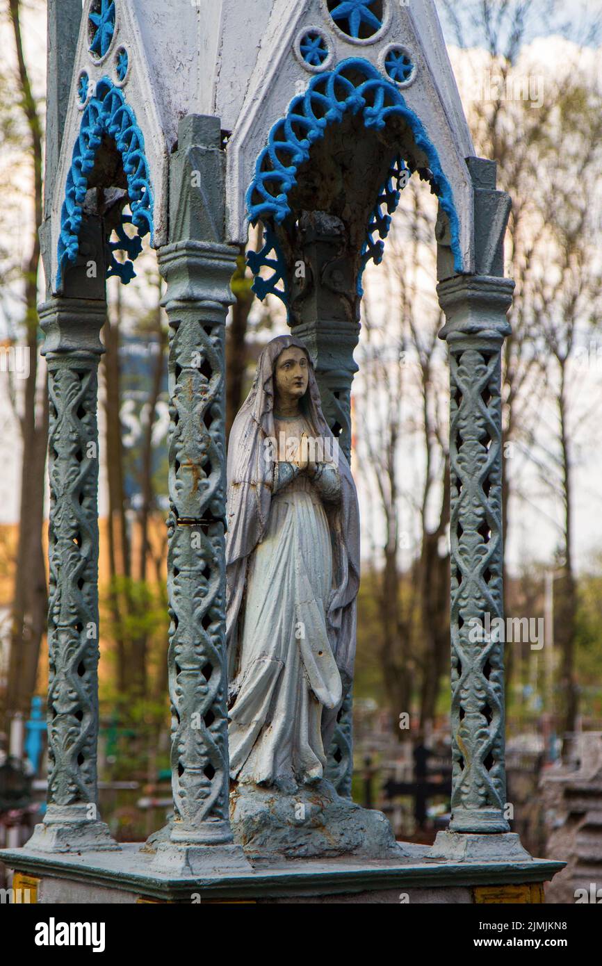 Figure of the Virgin Mary in the ancient Catholic cemetery of Kalvaria ...
