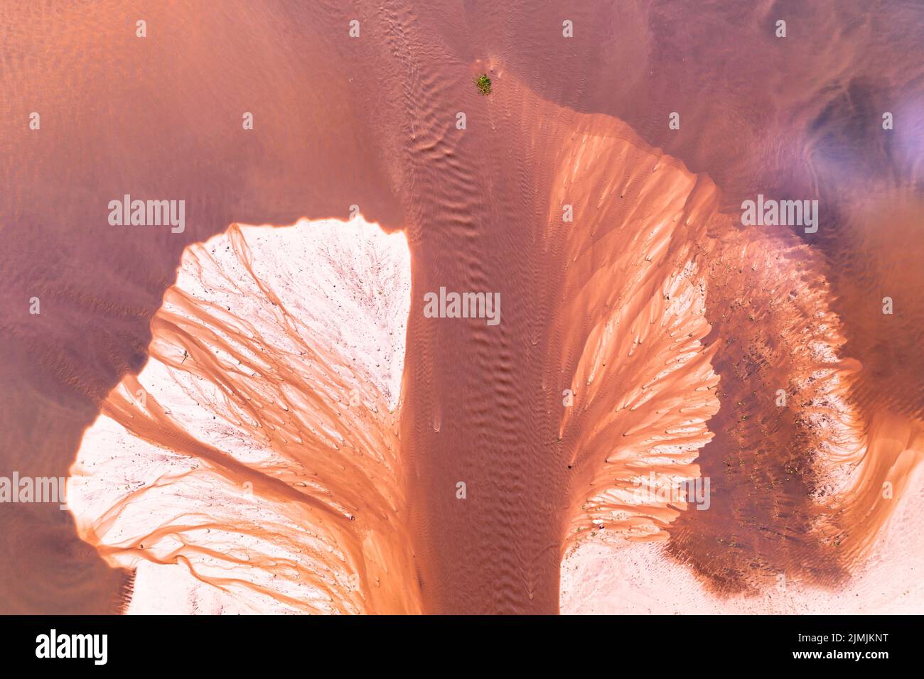 Aerial view: Africa, Mauritius, Flic en Flac coast, a river washes ...