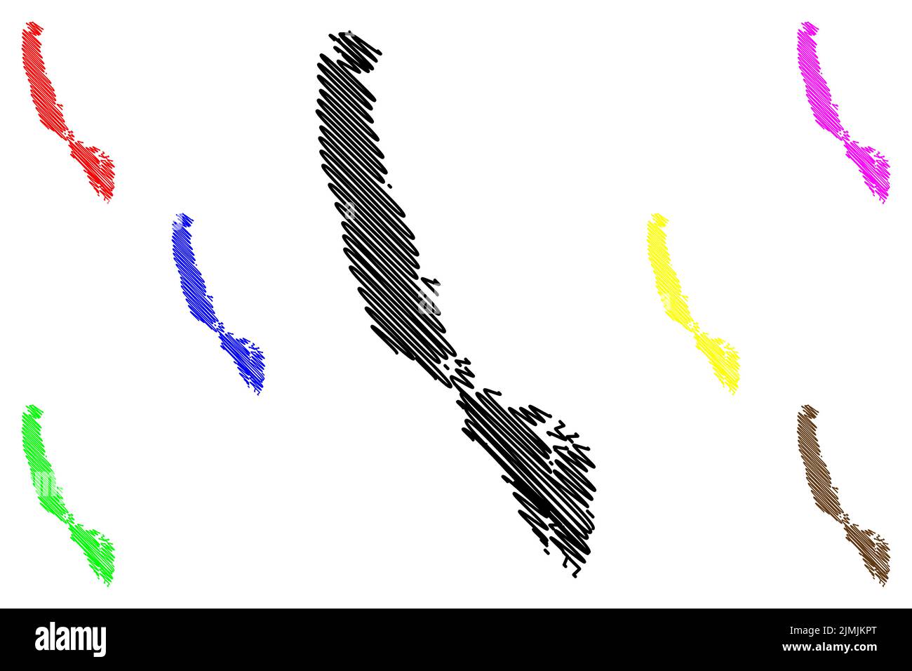 Vaddo island (Kingdom of Sweden) map vector illustration, scribble ...