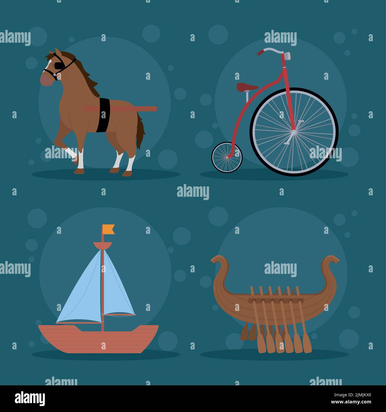 vintage transportation evolution icon set Stock Vector Image & Art - Alamy