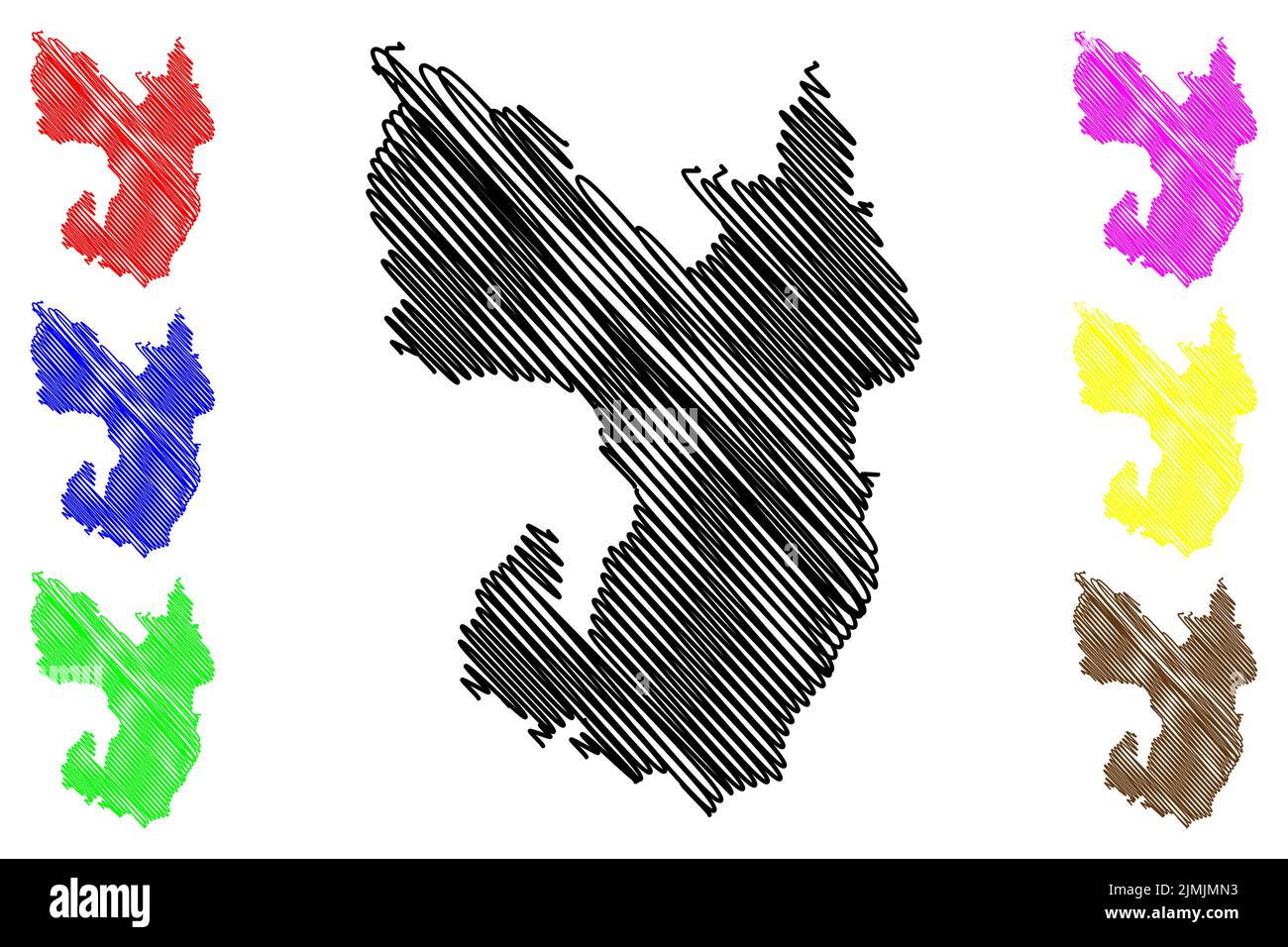 Vagsoy island (Kingdom of Norway) map vector illustration, scribble ...