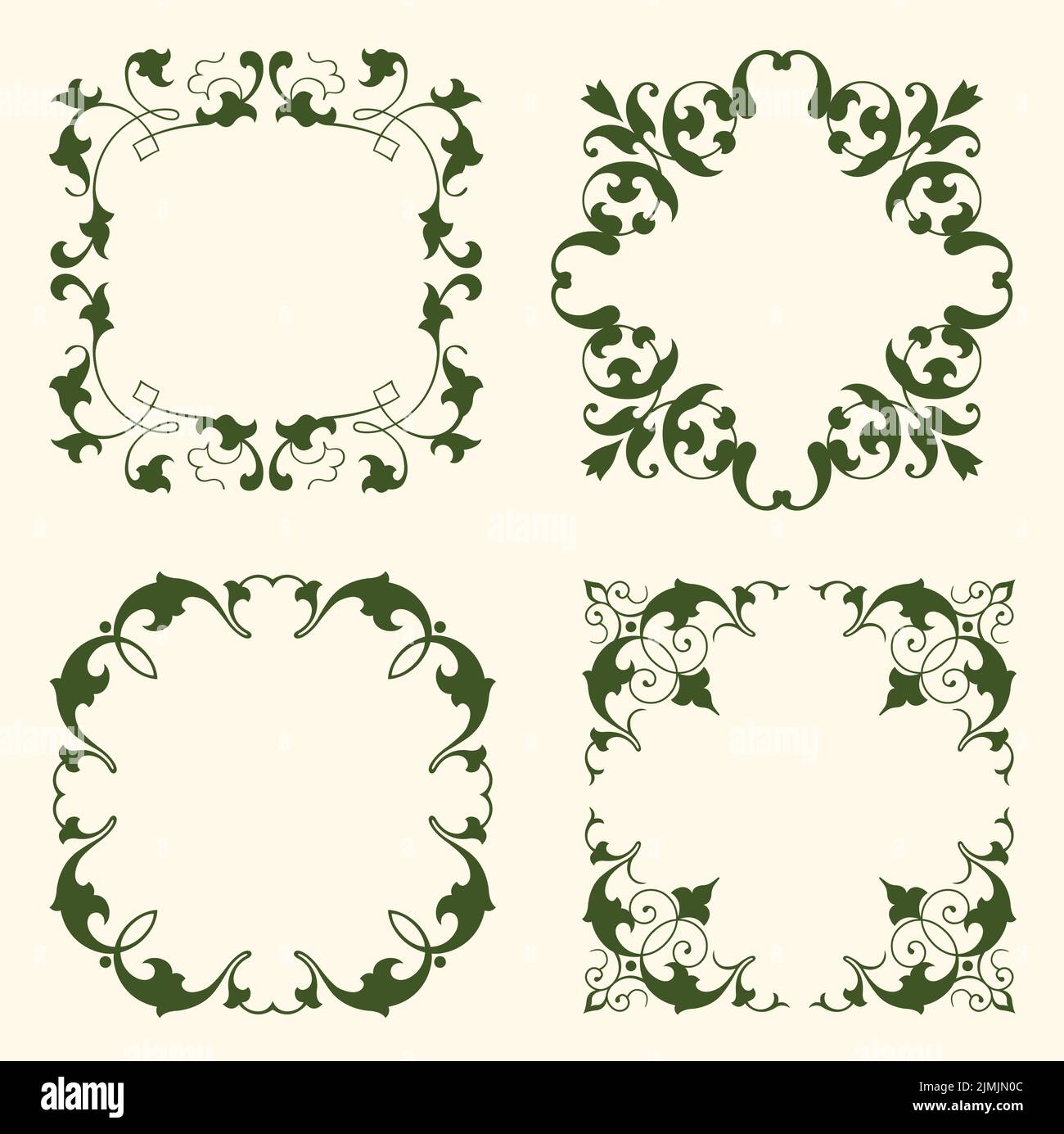 A set of intricate vintage floral vector borders and frames Stock ...