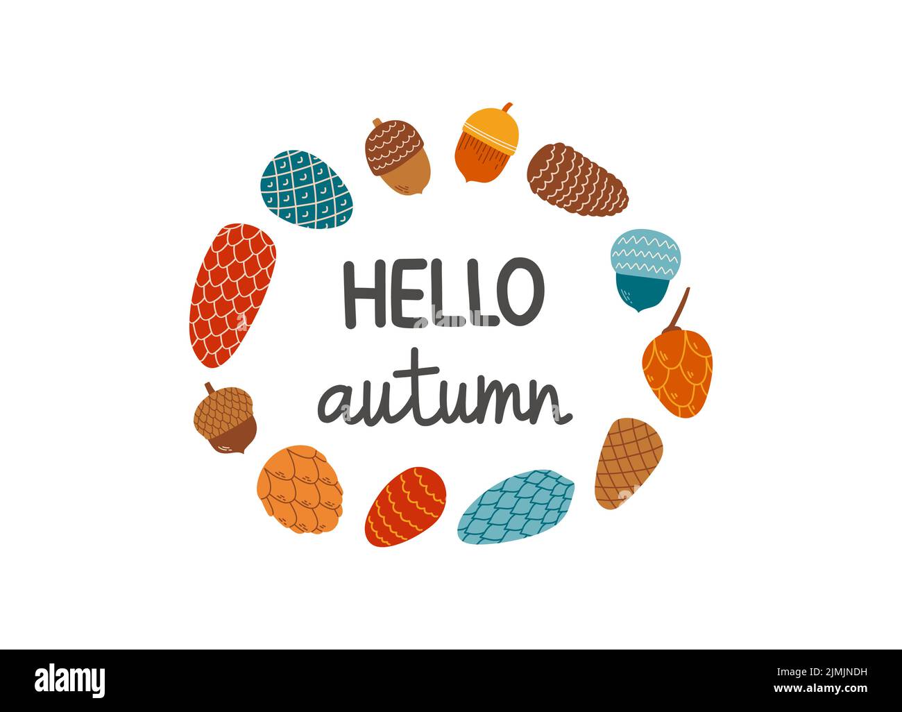 Hello autumn lettering fall season slogan vector Stock Vector Image ...