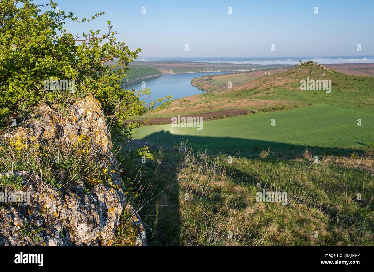 Amazing spring view on the Dnister River Canyon with picturesque rocks ...