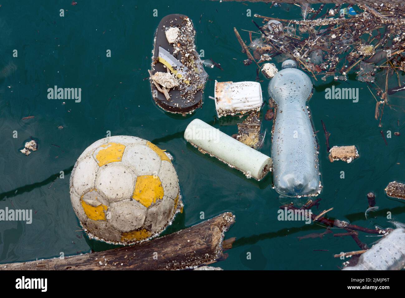 Waste at sea Stock Photo - Alamy