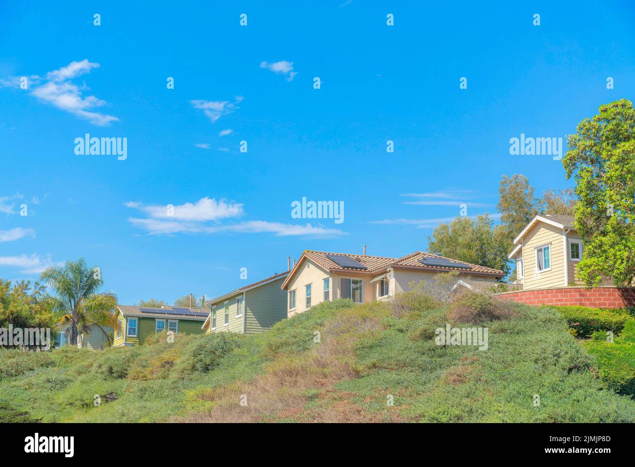 Residences on top of a slope at Ladera Ranch in Southern California ...