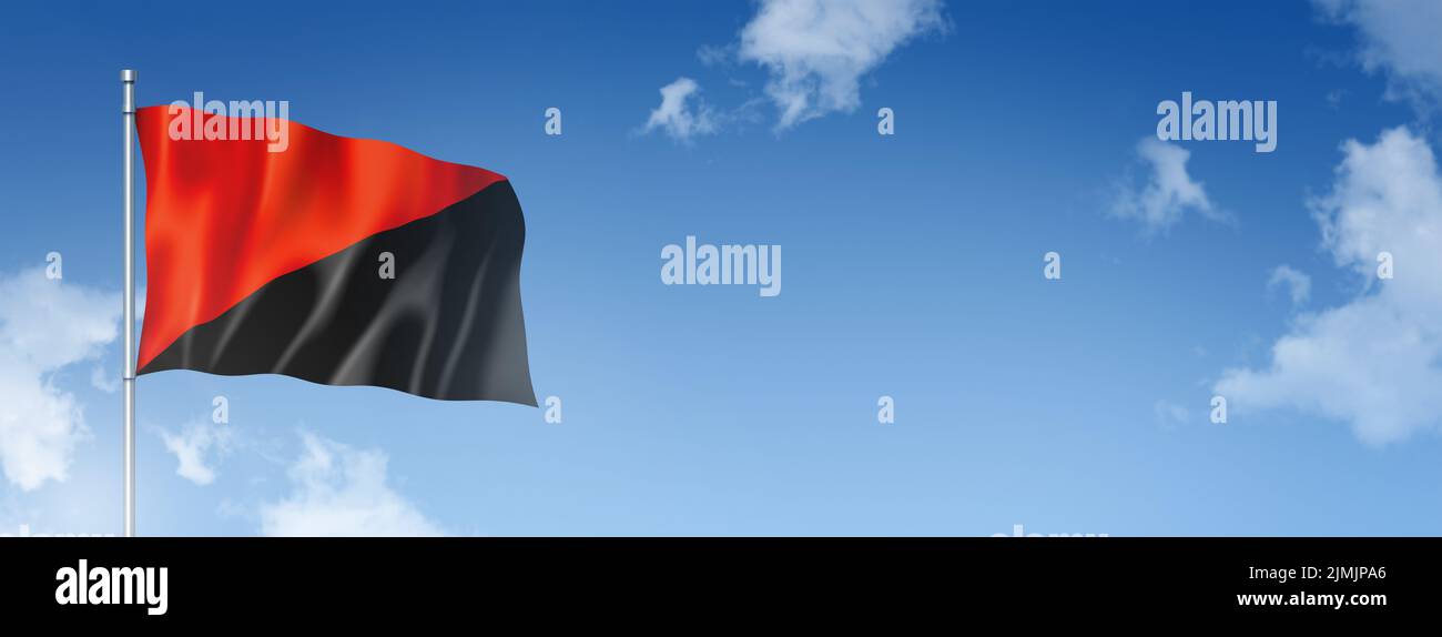 Anarchy flag isolated on a blue sky Stock Photo - Alamy