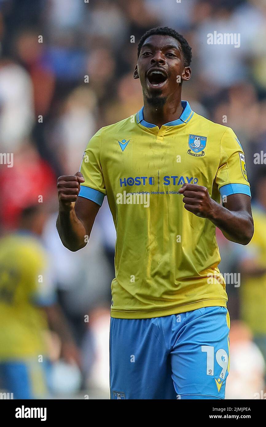 Tyreeq Bakinson #19 of Sheffield Wednesday celebrates his teams win ...