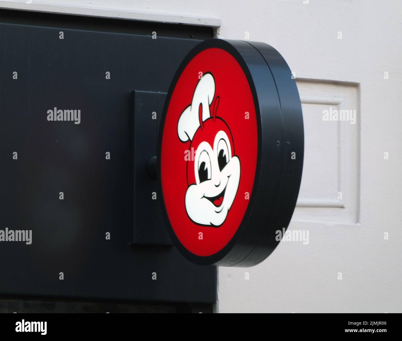 Sign and logo above a jollibee restaurant and take away in briggate ...