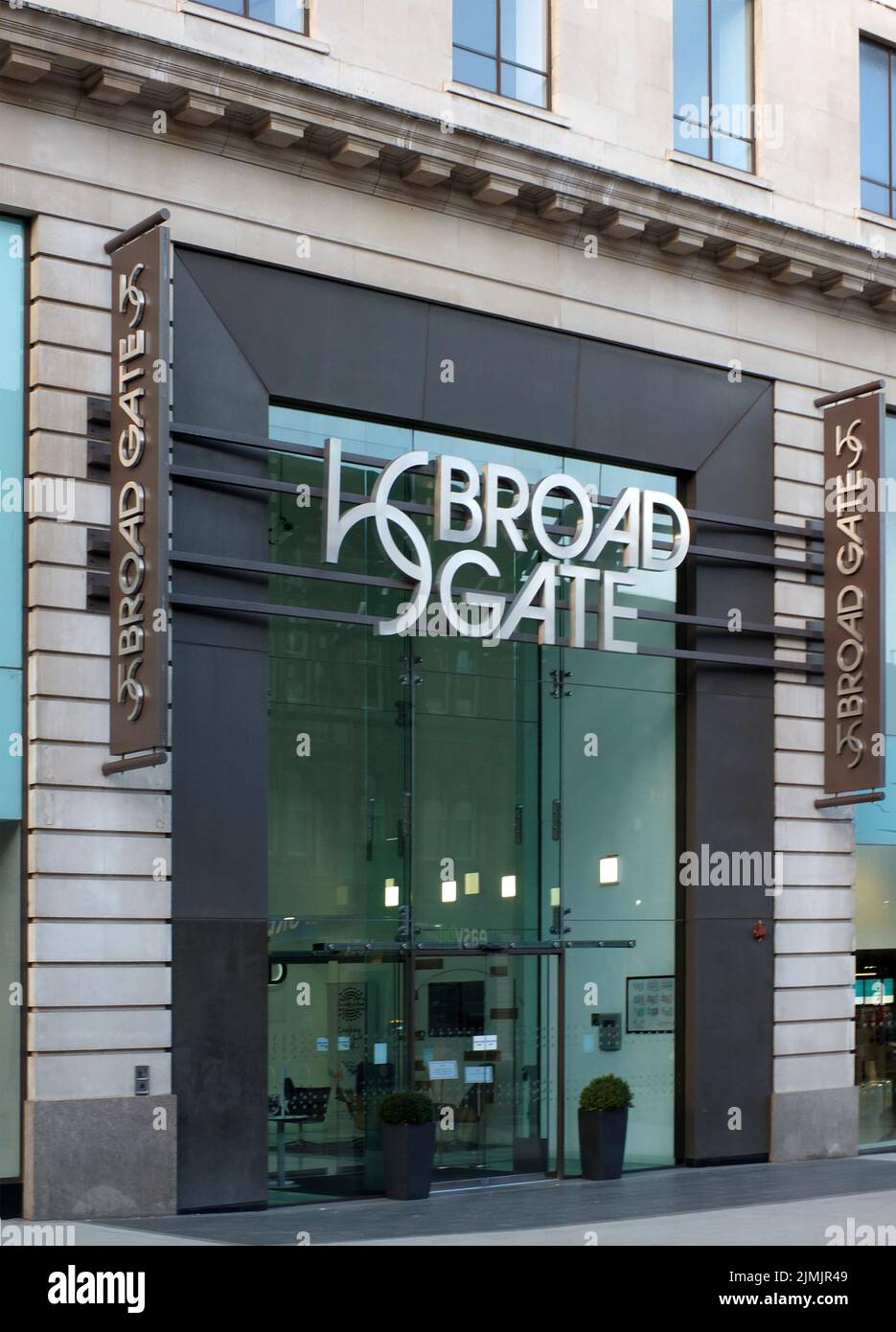 View of the entrance to the Broad Gate offices and retail building on ...