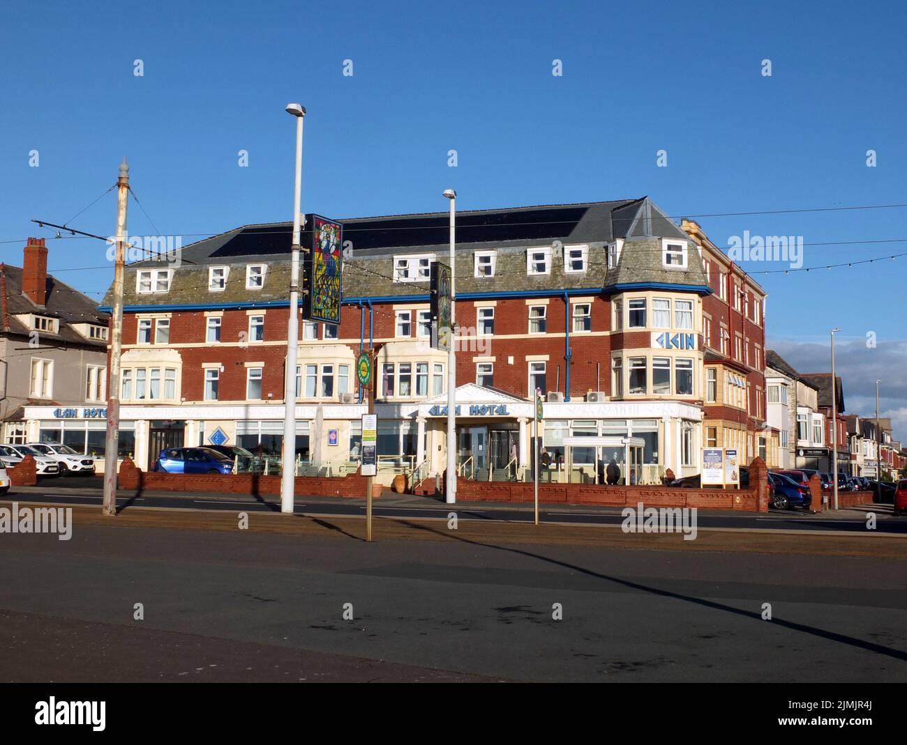 The elgin hotel on the queens promenade in blackpool with people ...