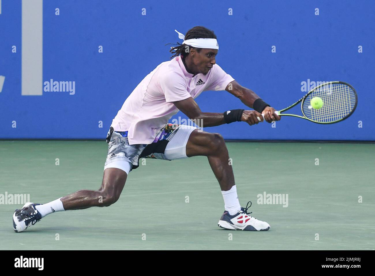 Washington, D.C, USA. 6th Aug, 2022. MIKEAL YMER hits a backhand during ...