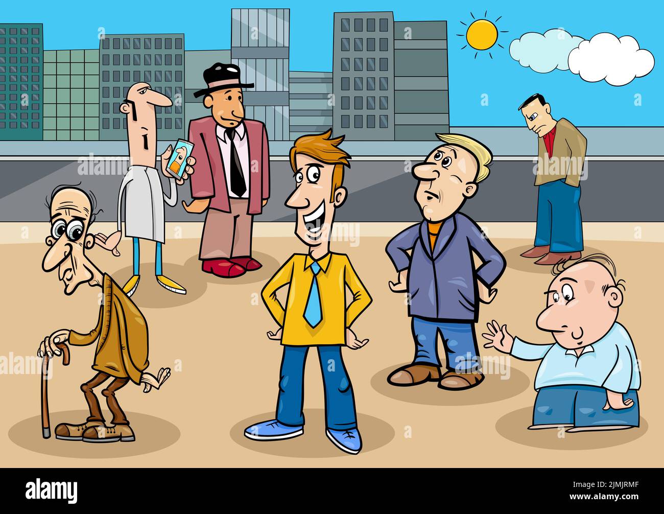 Cartoon people characters on street in the city Stock Photo - Alamy