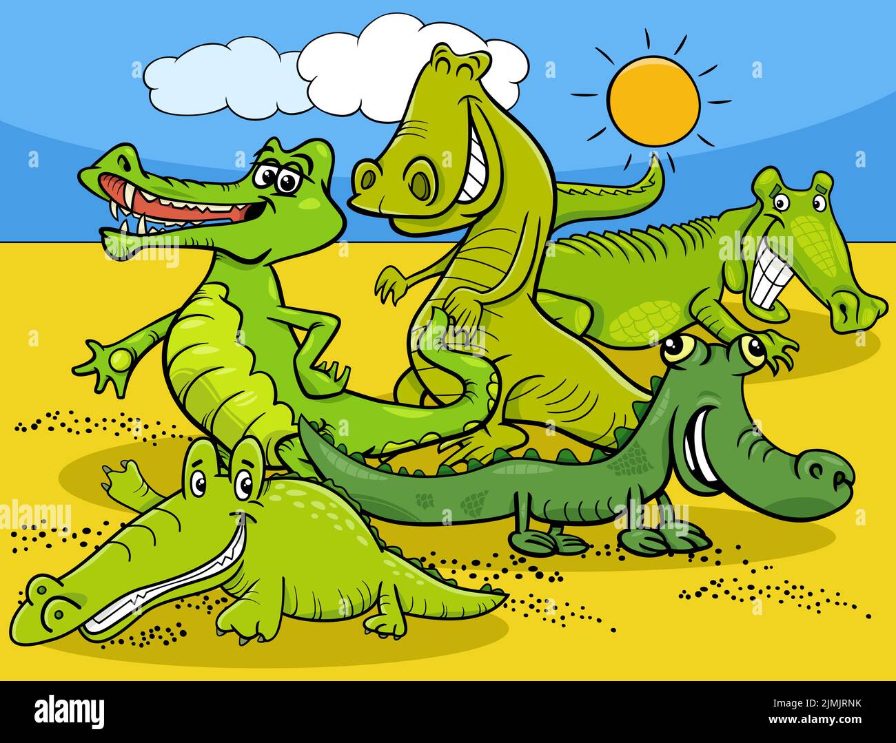 Funny cartoon crocodiles wild animal characters group Stock Photo - Alamy