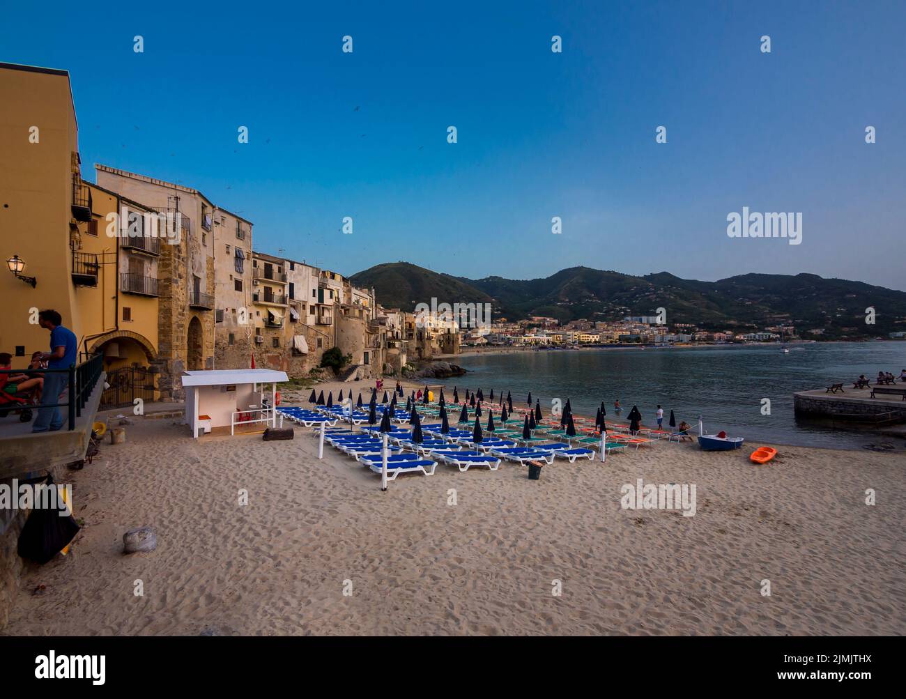 Medieval houses Italian life on the beach of CefalÃ¹ Stock Photo - Alamy