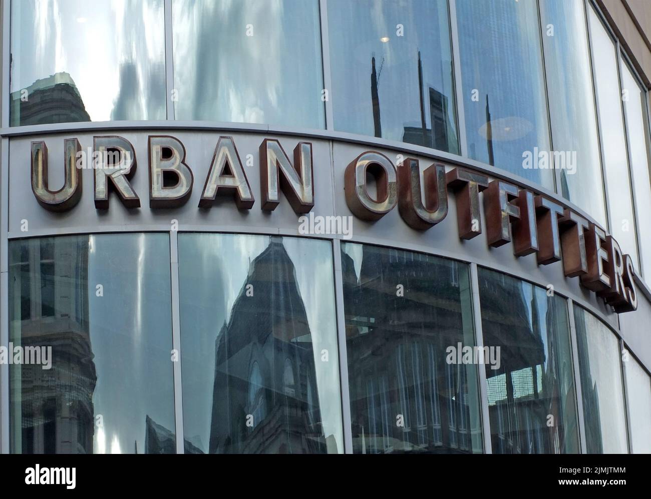 Sign on the window of a branch of an urban outfitters fashion store in ...