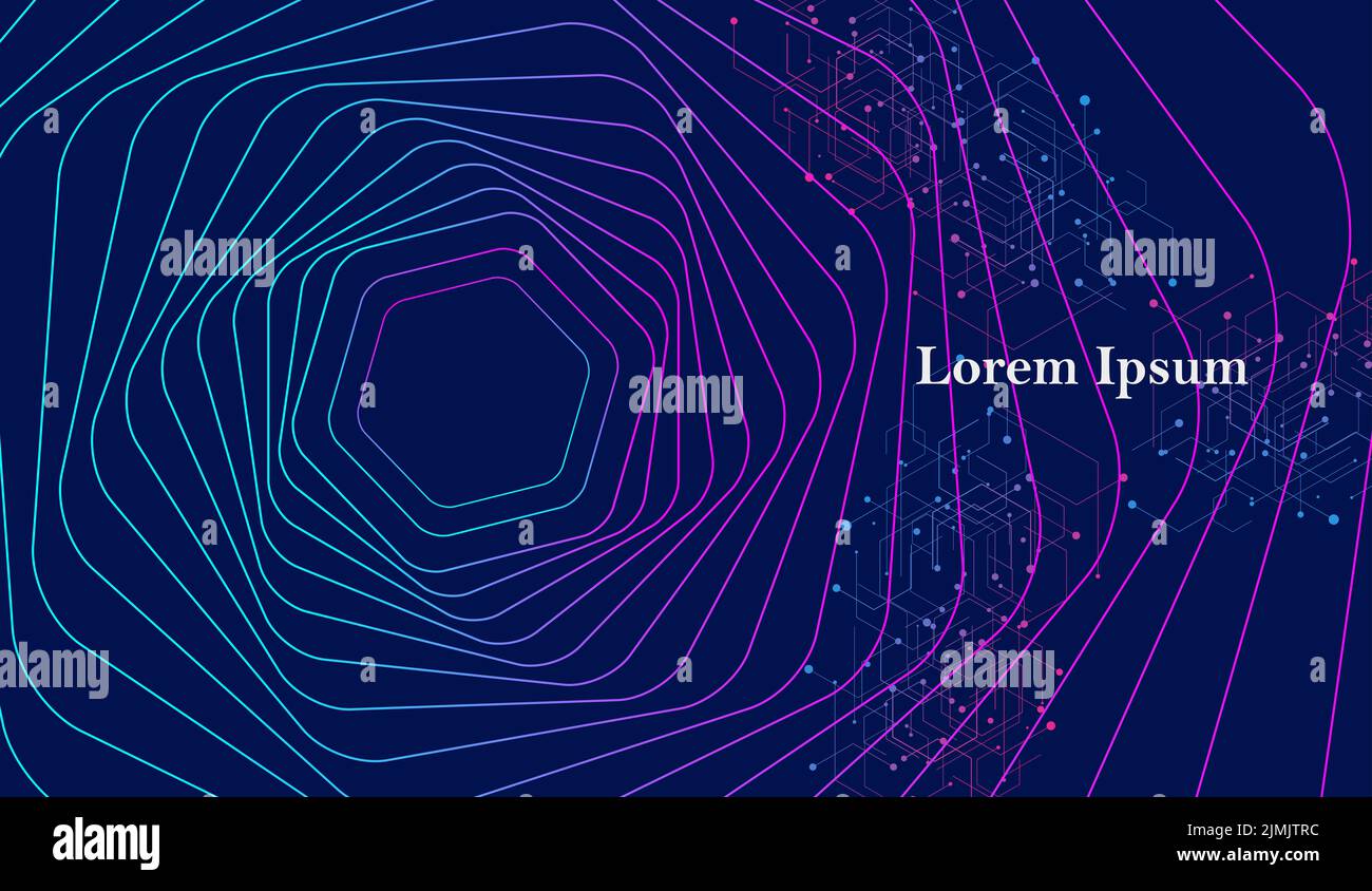 abstract blue purple hexagon, network concept, geometric pattern texture, scientific technology ...