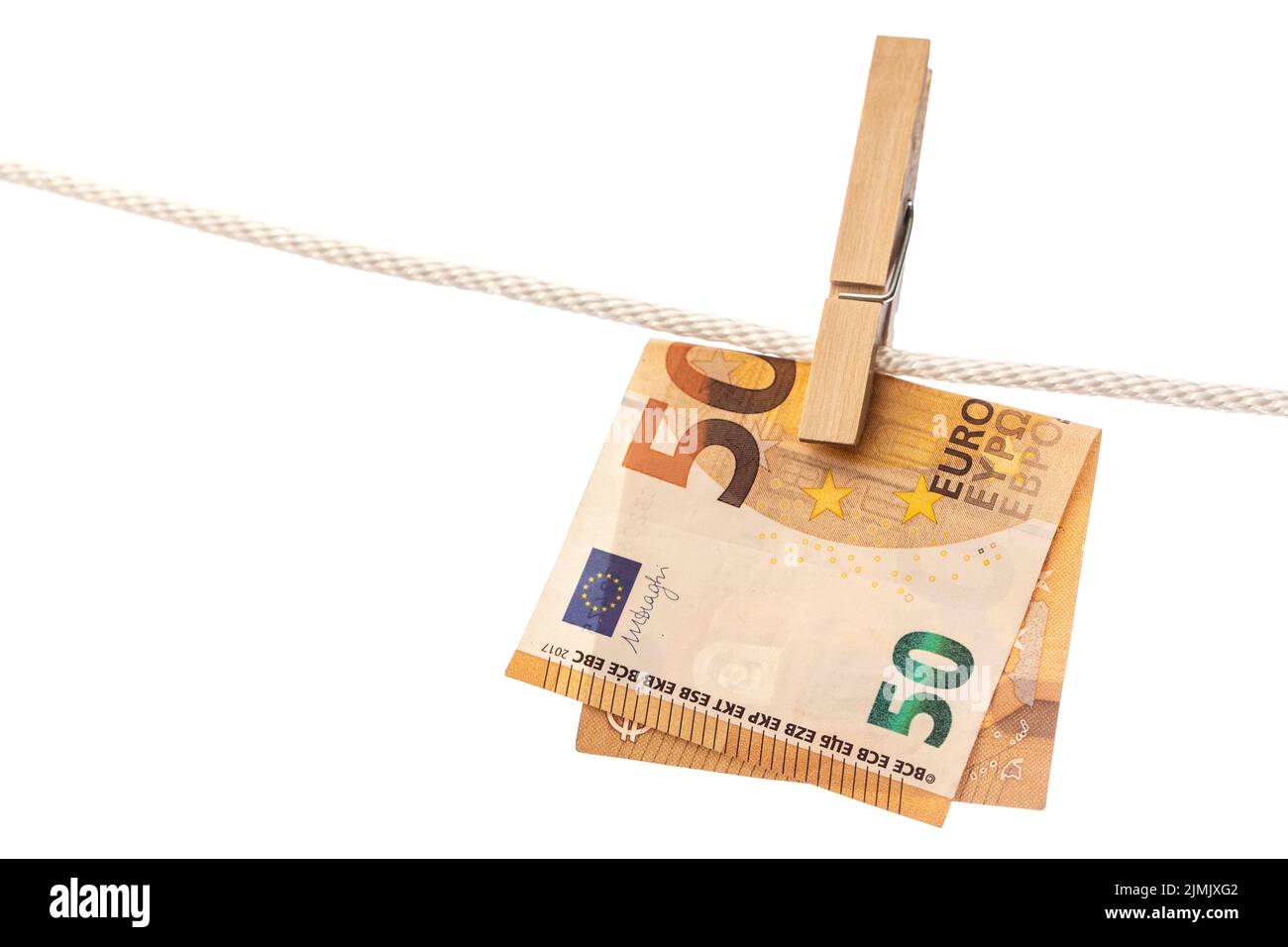Euro banknote is hung on a rope with clothespin Stock Photo - Alamy