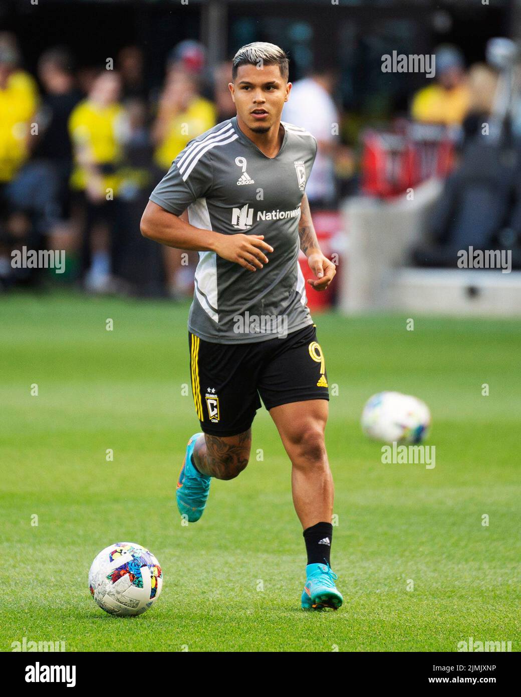 August 6, 2022:Columbus Crew forward Cucho Hernandez (9) warms up ...