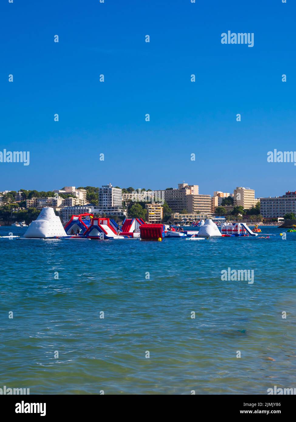 Bouncy castles in the water Stock Photo - Alamy