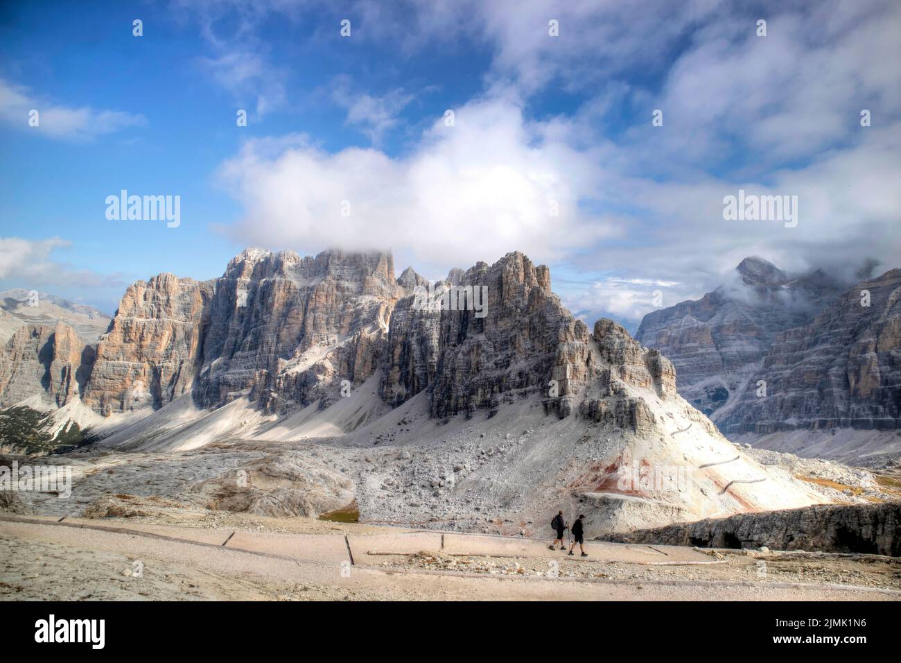View on the mountain group of the Tofane Dolomites Italy Stock Photo ...