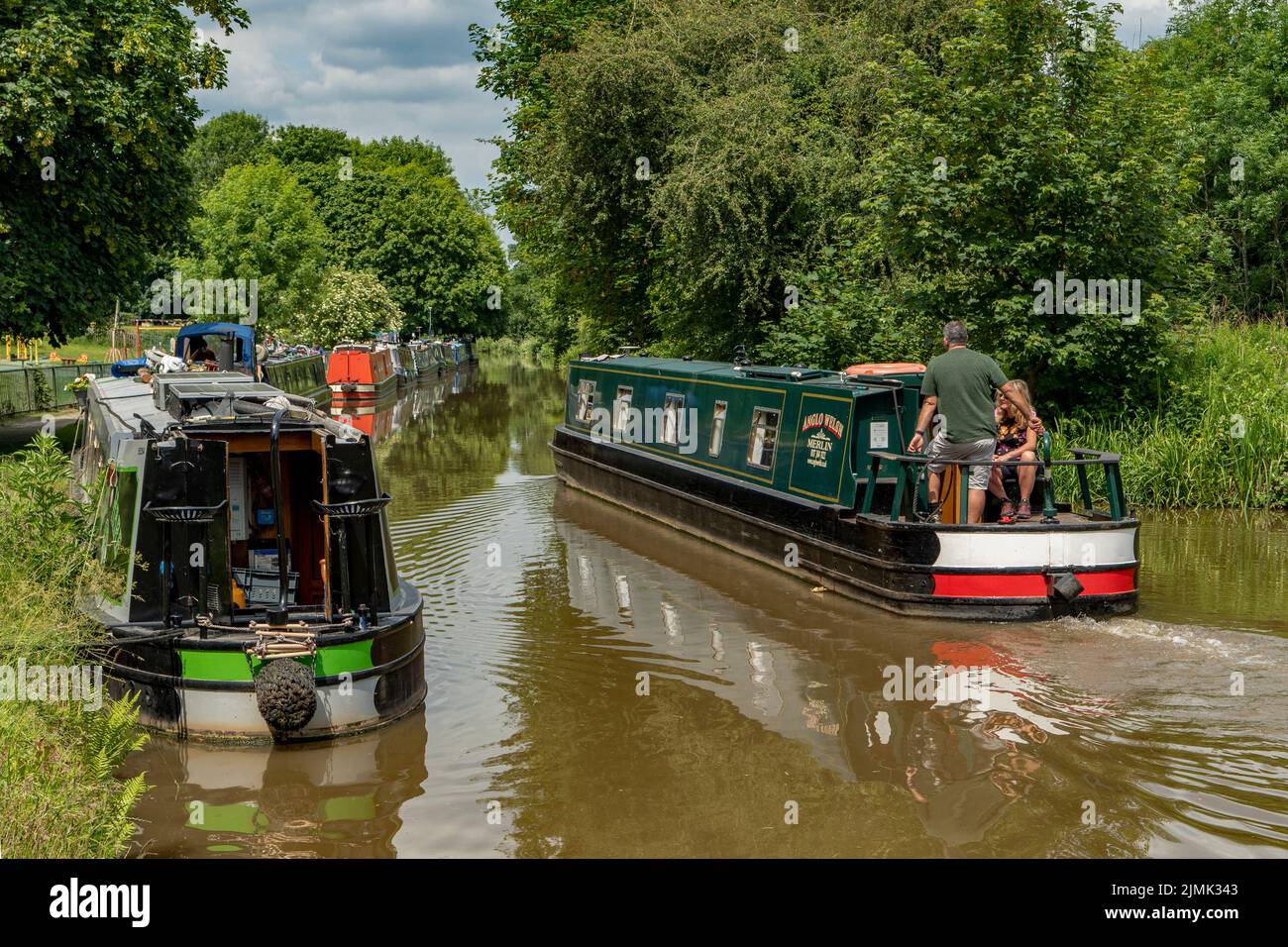 Narrow Boats on Trent and Mersey Canal, Middlewich, Cheshire, England ...