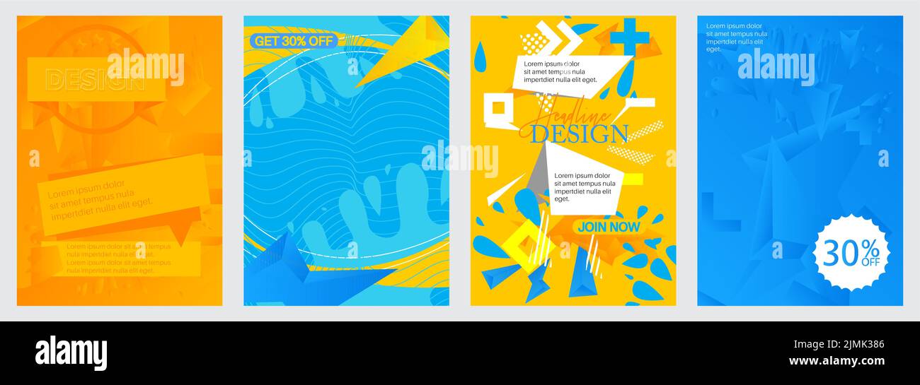 Blue Yellow Poster Collection. Design with dynamic shapes. Banner ...