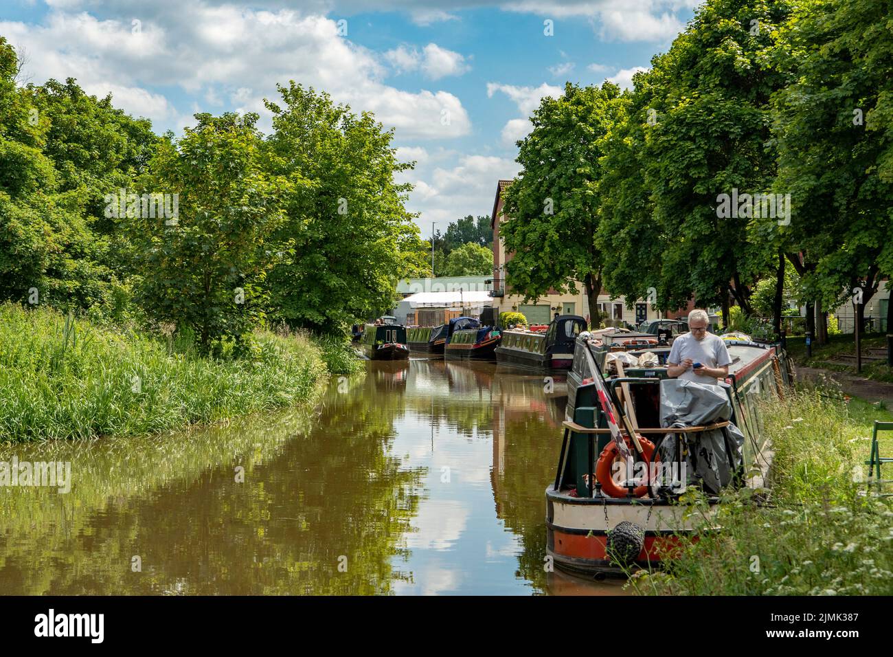 Narrow Boats on Trent and Mersey Canal, Middlewich, Cheshire, England ...