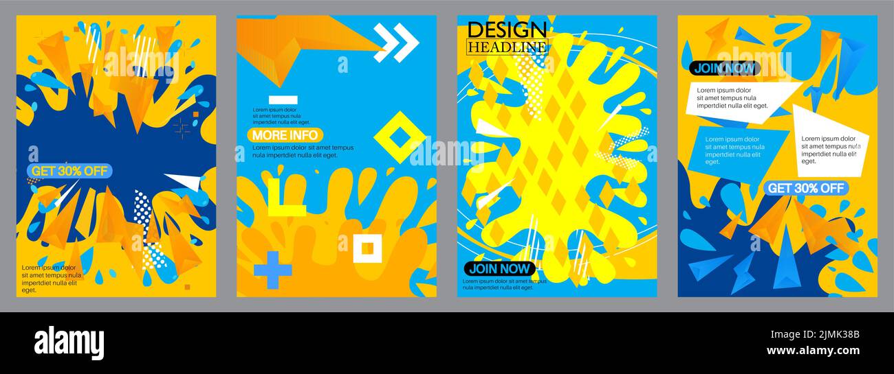 Blue Yellow Poster Collection. Design with dynamic shapes. Banner ...