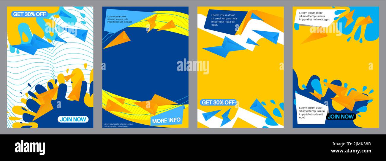 Blue Yellow Poster Collection. Design with dynamic shapes. Banner ...