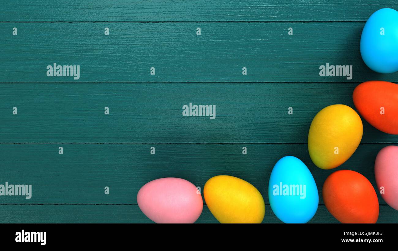 Easter Eggs On Table Stock Photo - Alamy