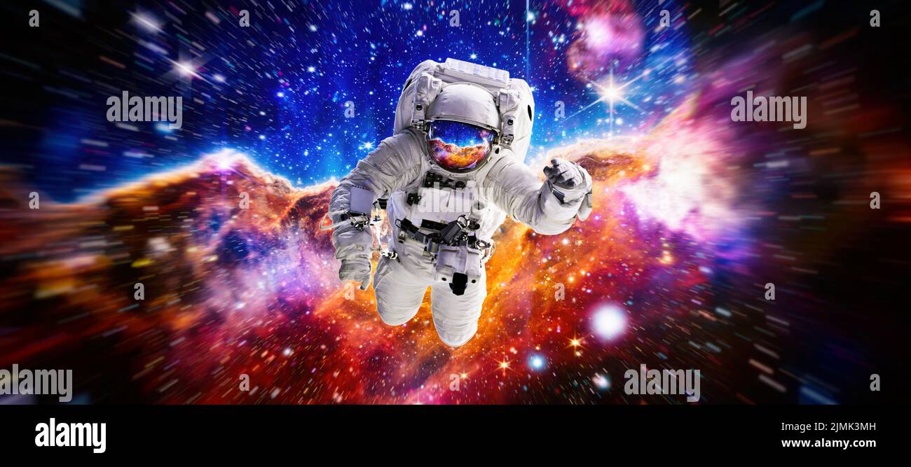 Astronaut in outer space.Cosmic art, science fiction wallpaper. Beauty ...