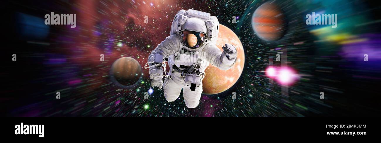 Astronaut in outer space.Cosmic art, science fiction wallpaper. Beauty ...