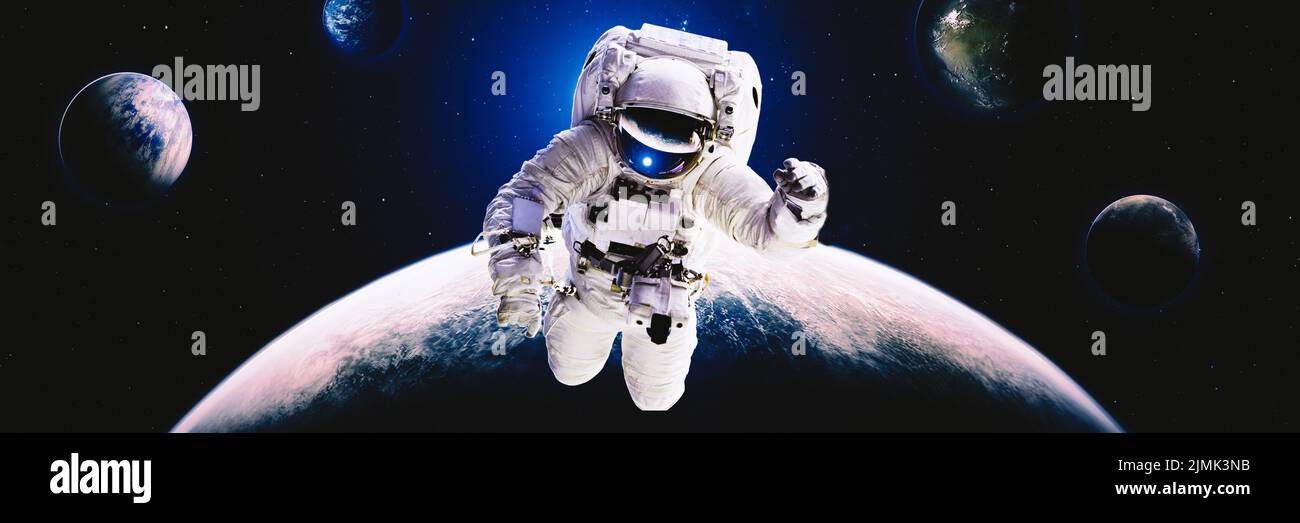 Picture of astronaut spacewalking with glowing stars . Astronaut in ...