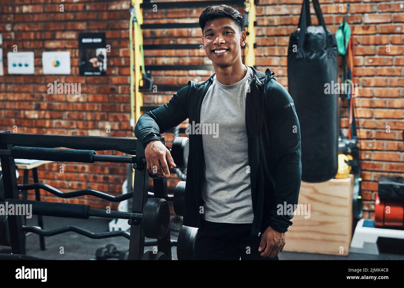 This is where youll get fit, trust me. Cropped portrait of a handsome ...