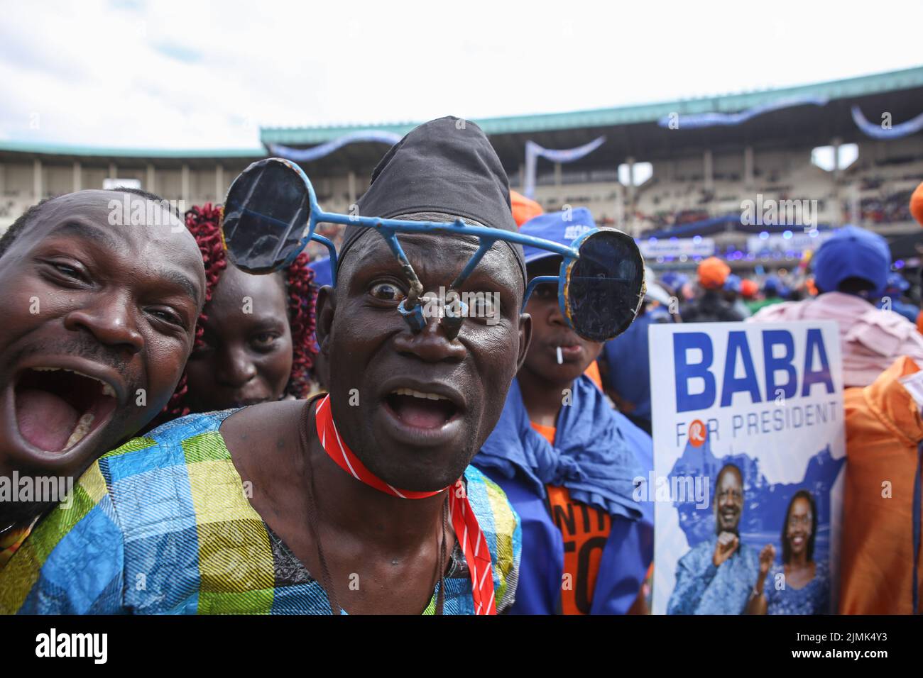Nairobi, Kenya. 06th Aug, 2022. Excited Azimio One Kenya supporters seen during their last ...