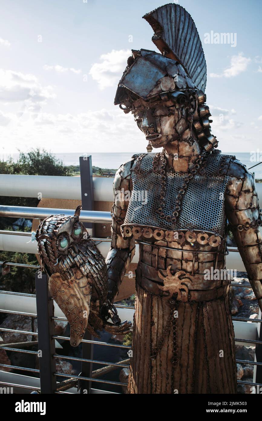 Sculpture of warrior in the sculpture park in Ayia Napa national park ...