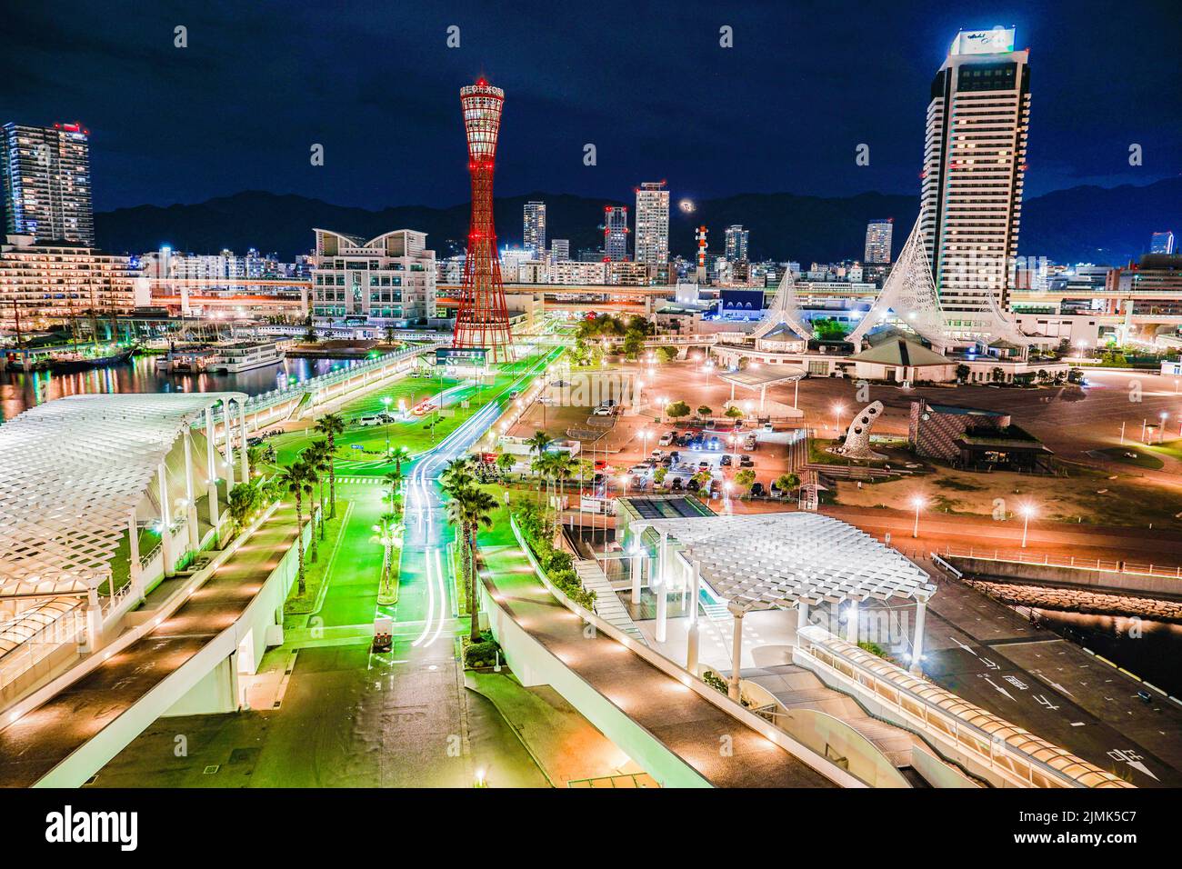 Night view of Kobe Meriken Park Stock Photo - Alamy