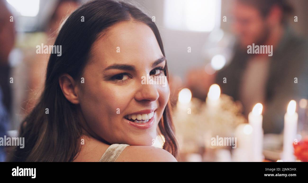 No one throws a party like we do. Portrait of a young woman having a ...