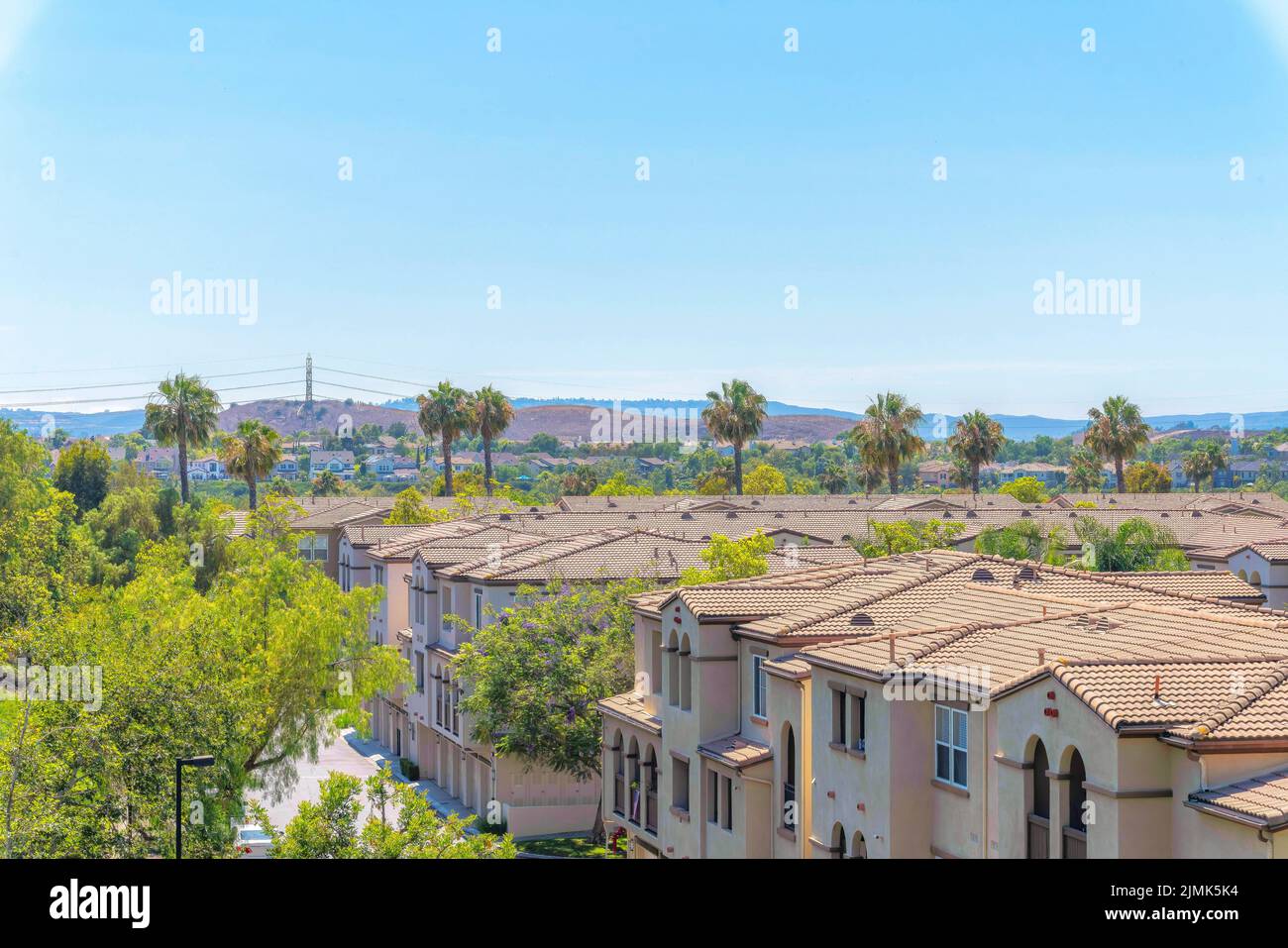 Clay tile roofs of residential flat buildings at Ladera Ranch in ...