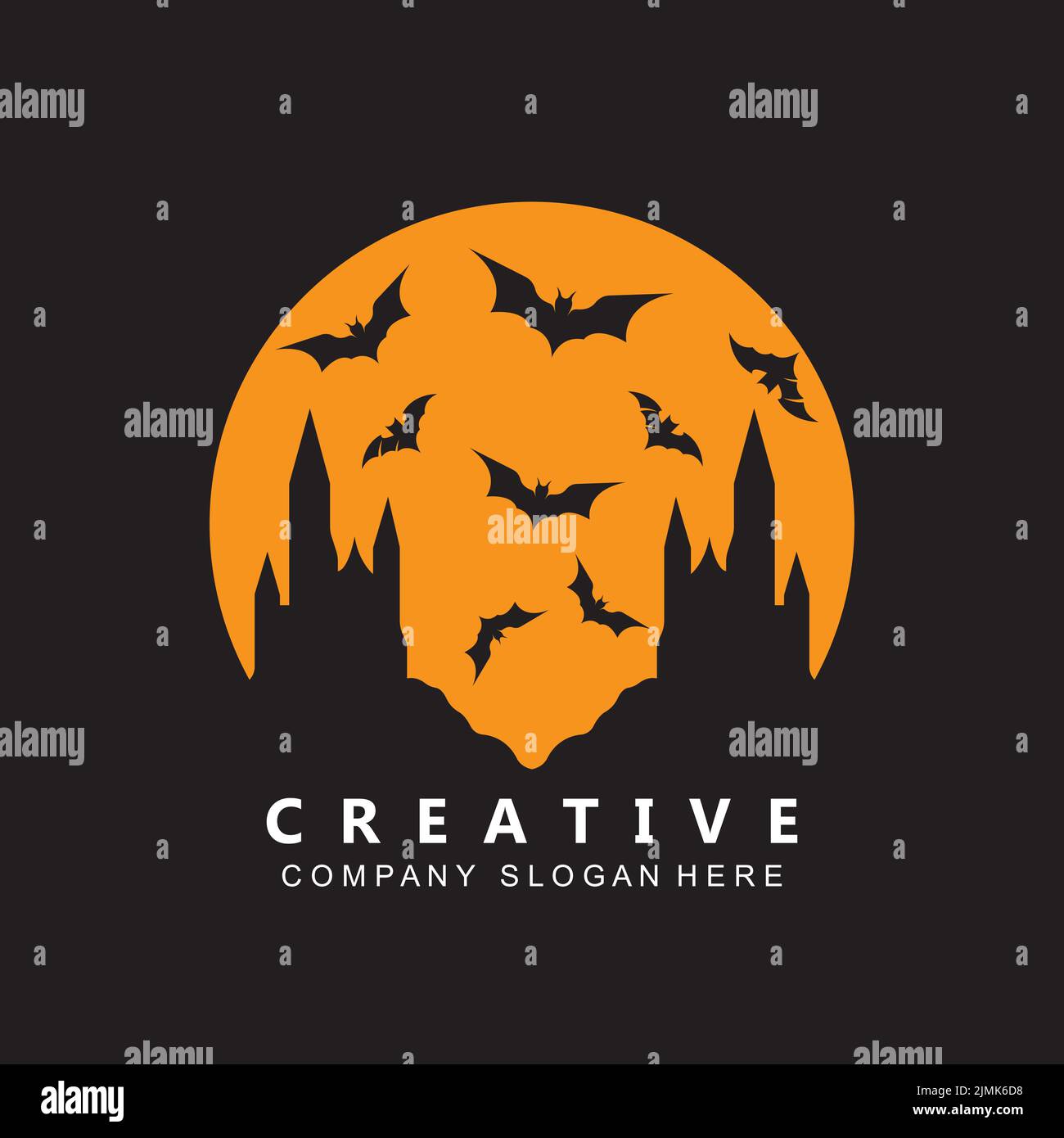 halloween bat and haunted house logo template vector icon Stock Vector ...