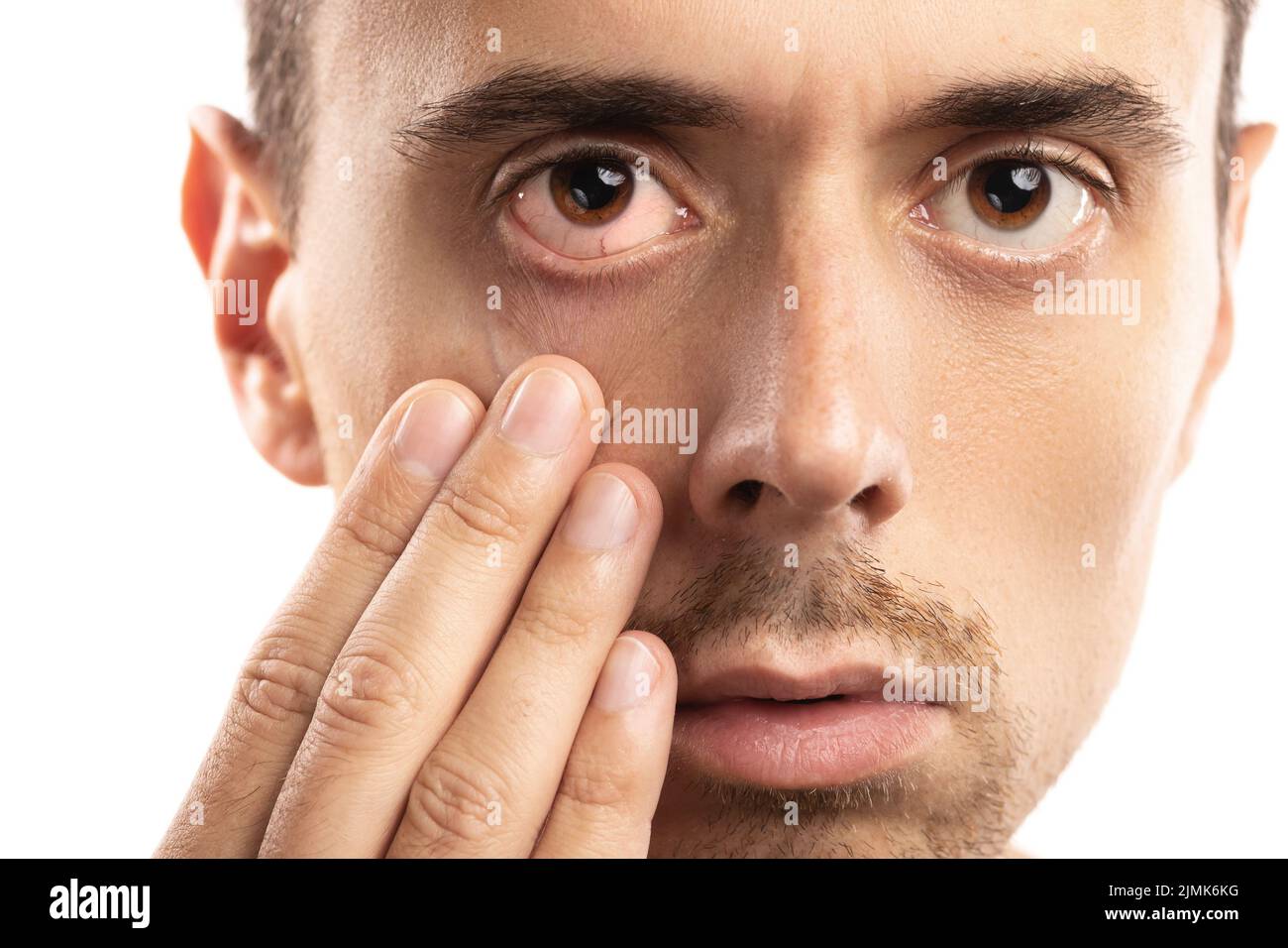 Man checking health condition of his eye Stock Photo - Alamy