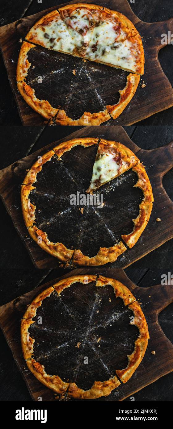 Different pizza images taken during eating time Stock Photo - Alamy