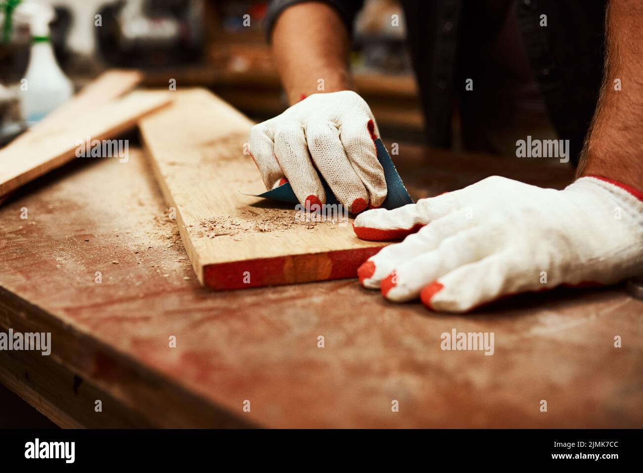 Just a few little details left. Closeup of an unrecognizable male ...