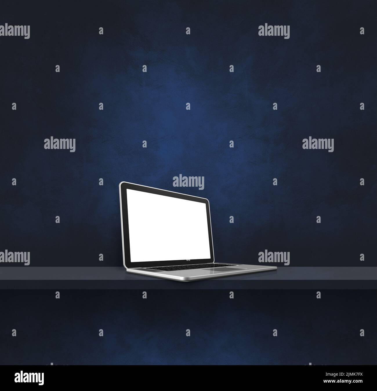 Laptop computer on black shelf. Square background Stock Photo - Alamy