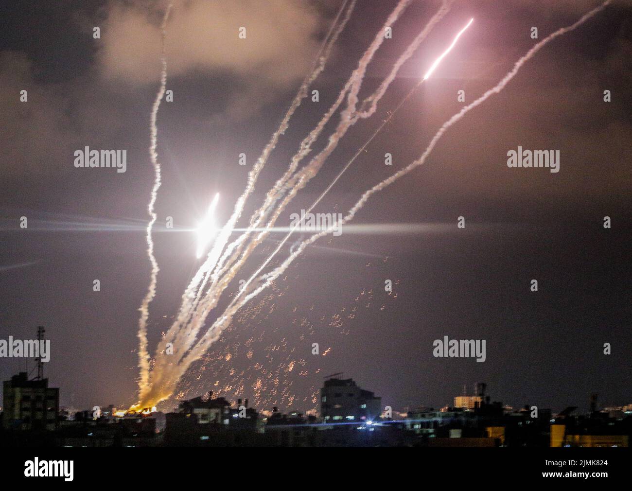 Gaza, Palestine. 06th Aug, 2022. Rockets fired by fighters from Al-Quds ...