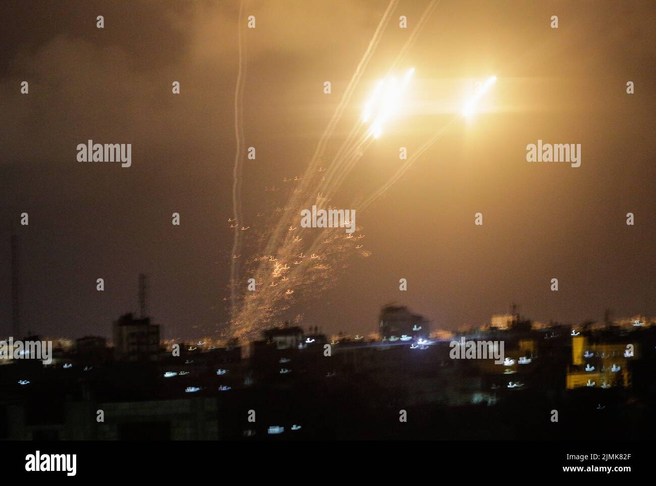 Gaza, Palestine. 06th Aug, 2022. Rockets fired by fighters from Al-Quds ...