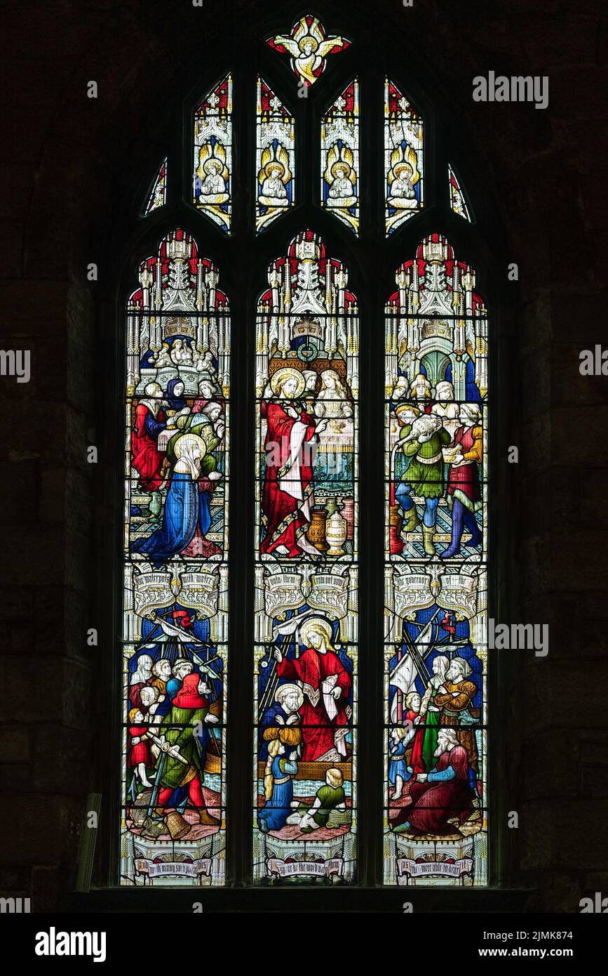 EAST GRINSTEAD, WEST SUSSEX, UK - MARCH 28: Stained glass window in St ...