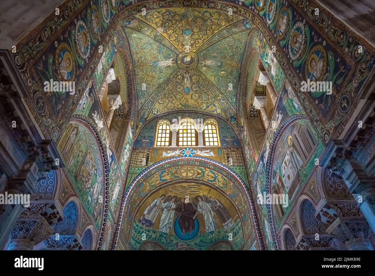 Historic byzantine mosaic in Saint Vitale Basilica, Ravenna, Italy ...